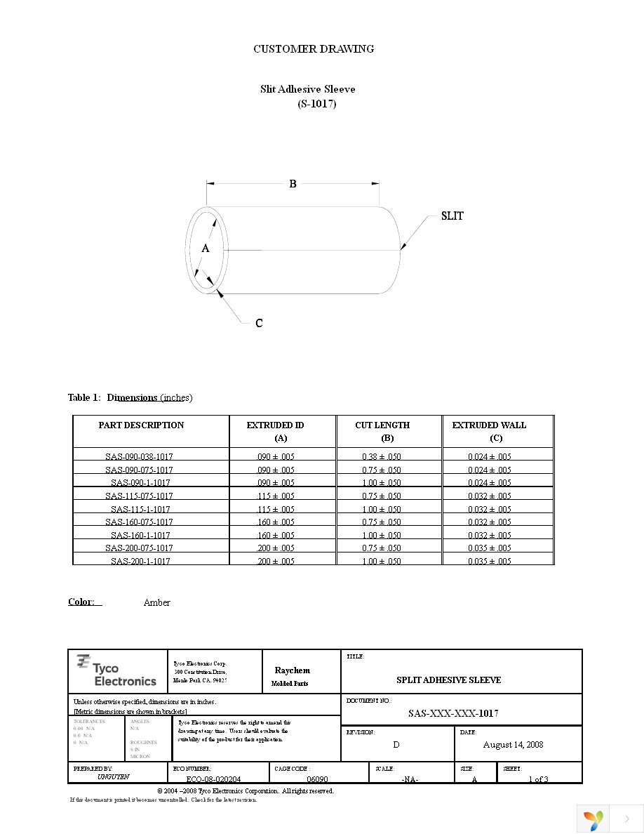 SAS-115-1-1017-1X Datasheet (PDF Download) 1 / 3 Page - TE Connectivity ...